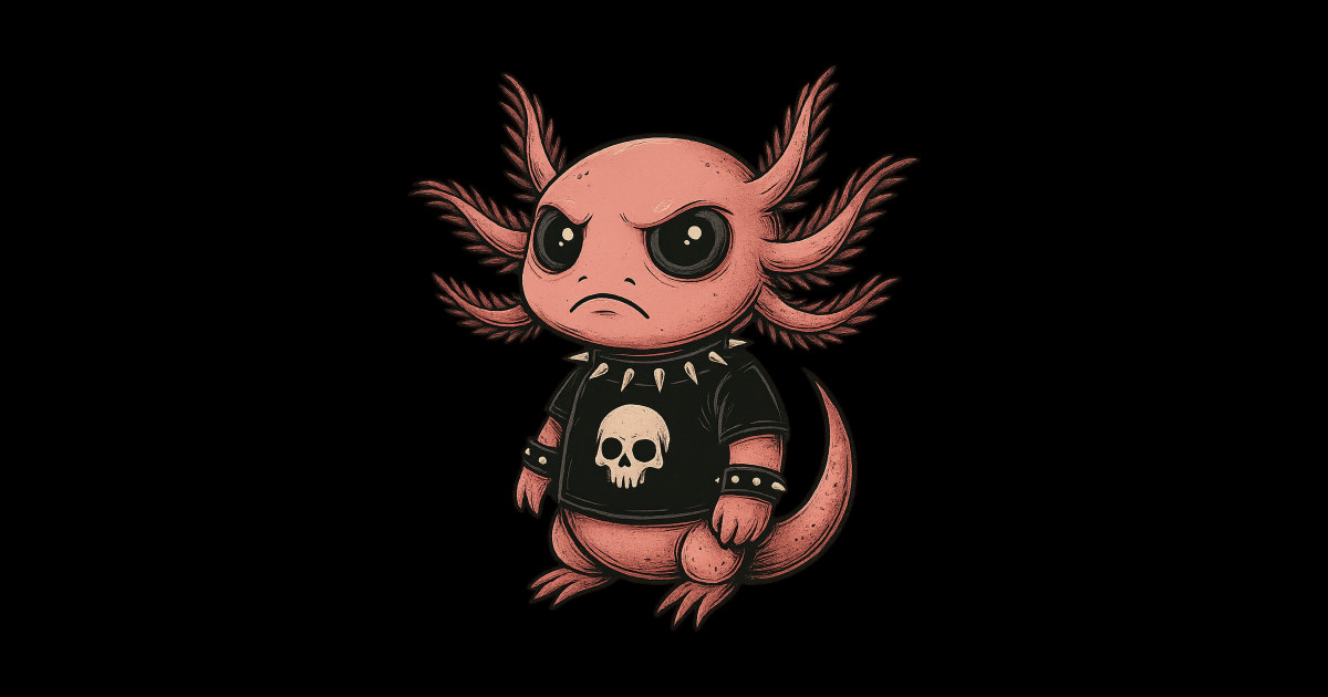 Cute Pink Goth Axolotl Punk Rock Emo Lizard Shirt - Goth Axolotl ...