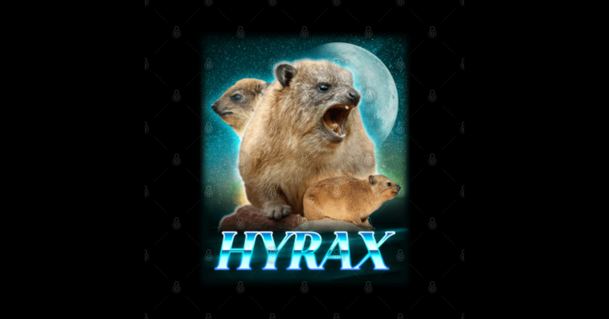 Hyrax With The Moon Vintage Galaxy - Hyrax - Sticker | TeePublic