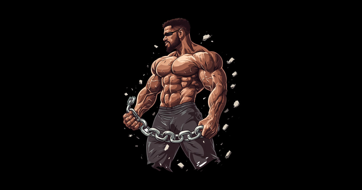 bodybuilder breaking chains - Bodybuilder - Sticker | TeePublic