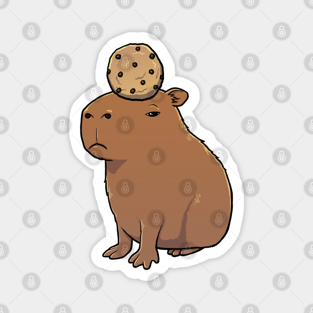 Capybara with a Cookie on its head - Capybaras - Magnet | TeePublic