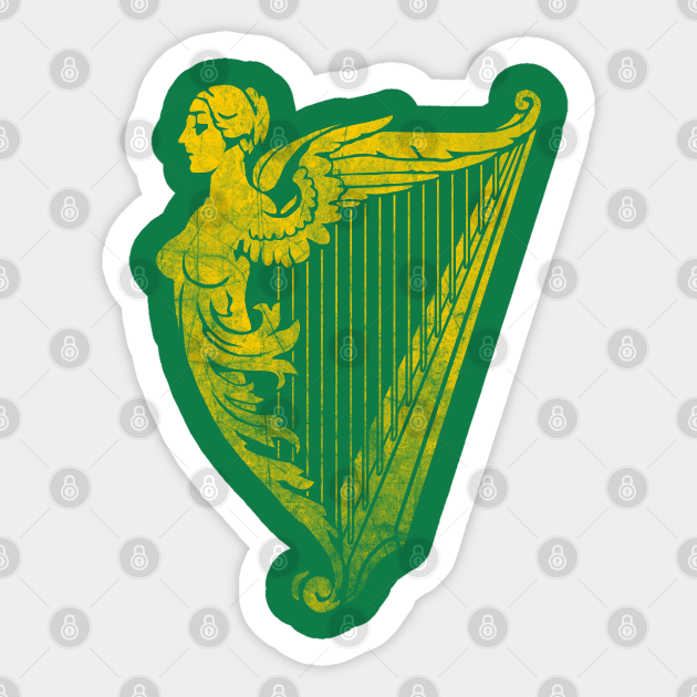 Irish Harp Heraldry - Irish American - Sticker | TeePublic