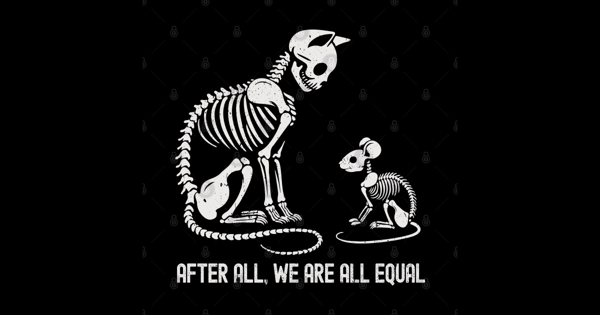 All Equal Cat and Mouse Skeleton Graphic - Tolerance & Equality Design ...