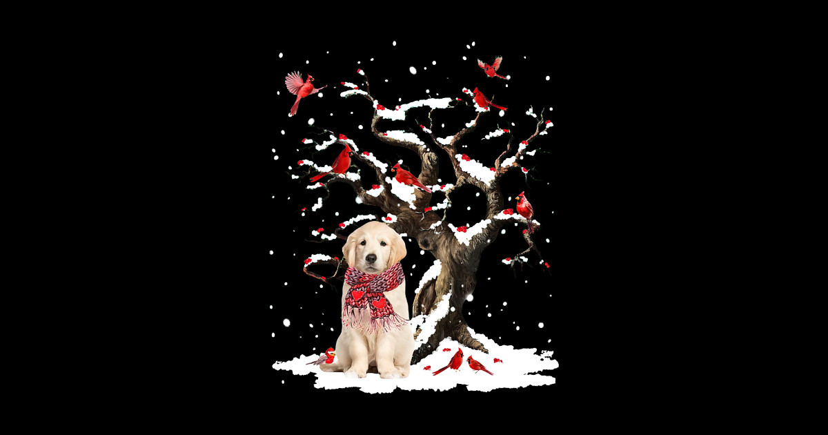 Golden Retriever Scarf Cardinal Snow Christmas - Golden Retriever Scarf ...