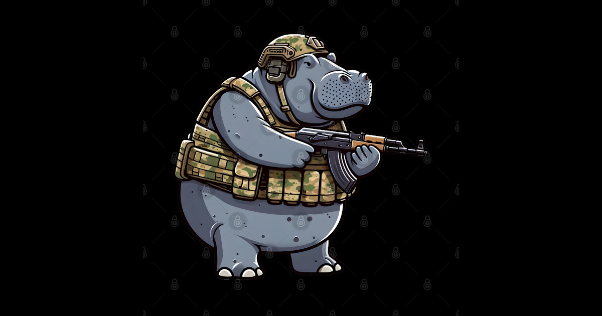 Tactical Hippo - Hippopotamus - Sticker | TeePublic