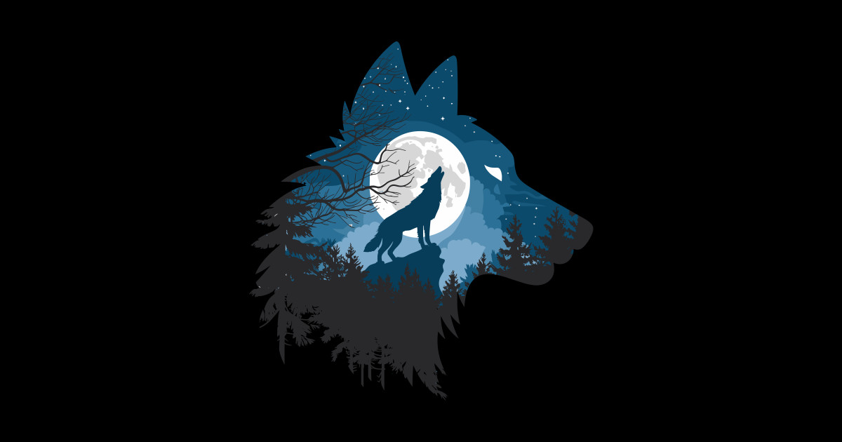 Wolf Howling Moon Forest Nature Animal - Wolf Moon - Sticker | TeePublic