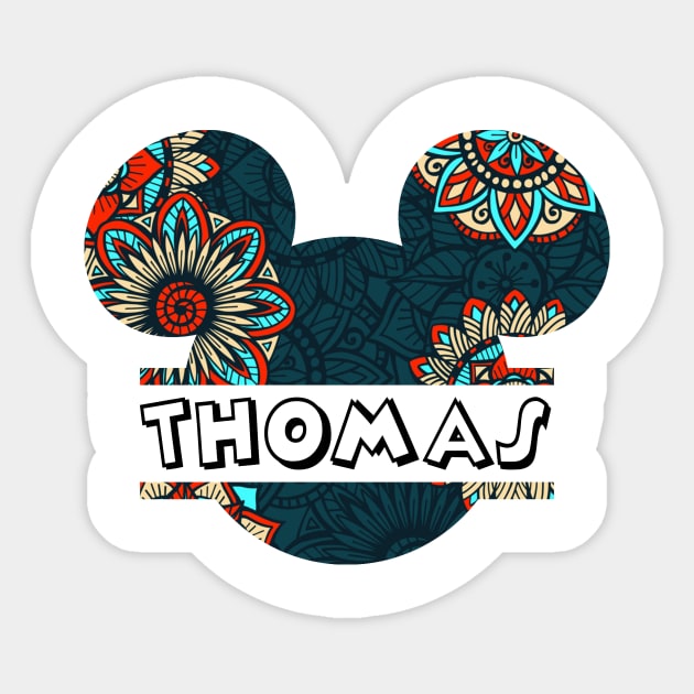 Thomas Name With Seamless Pattern - Personalized Name - Sticker | TeePublic