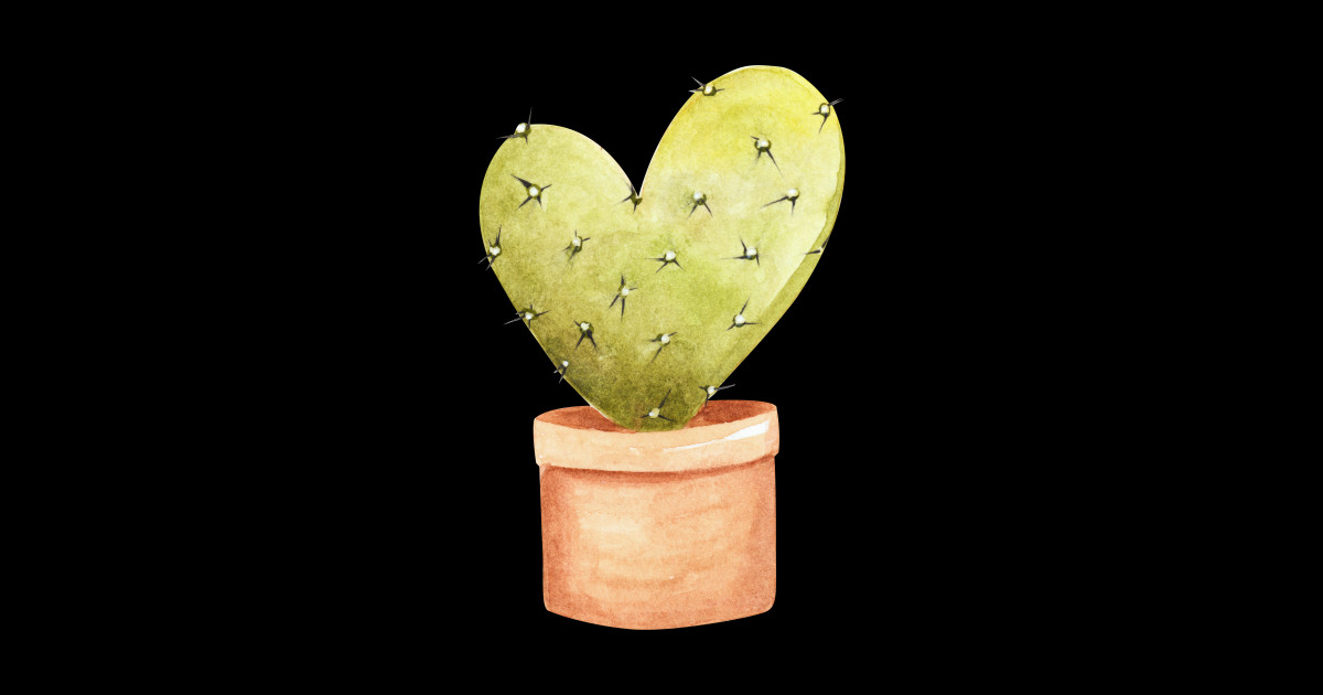 cactus heart watercolor - Cactus - Sticker | TeePublic