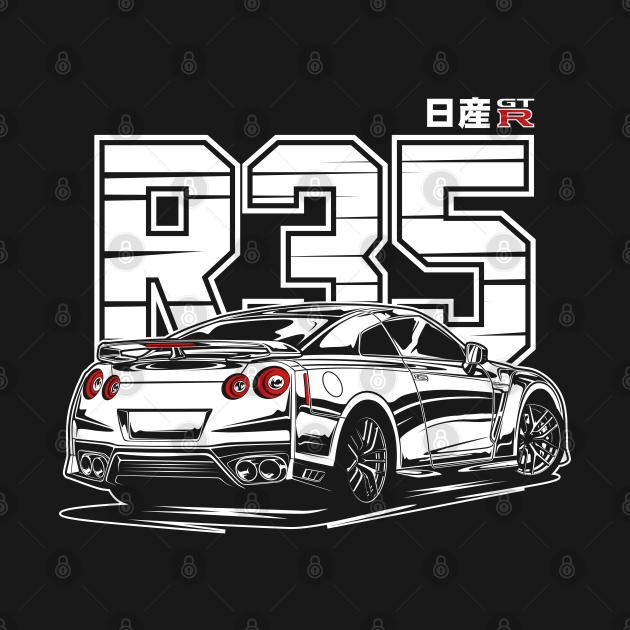 GTR R35 (White Print) - Nissan Gtr - T-Shirt | TeePublic