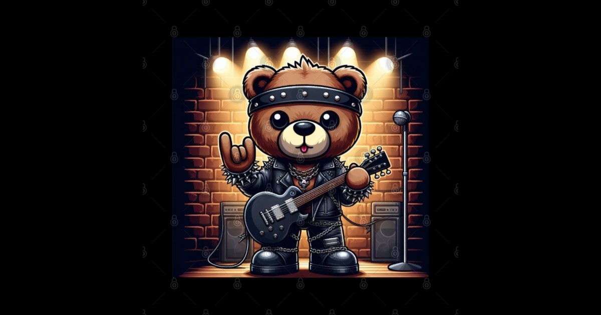 Rocker bear - Music Teddy Bear Lover - Sticker | TeePublic