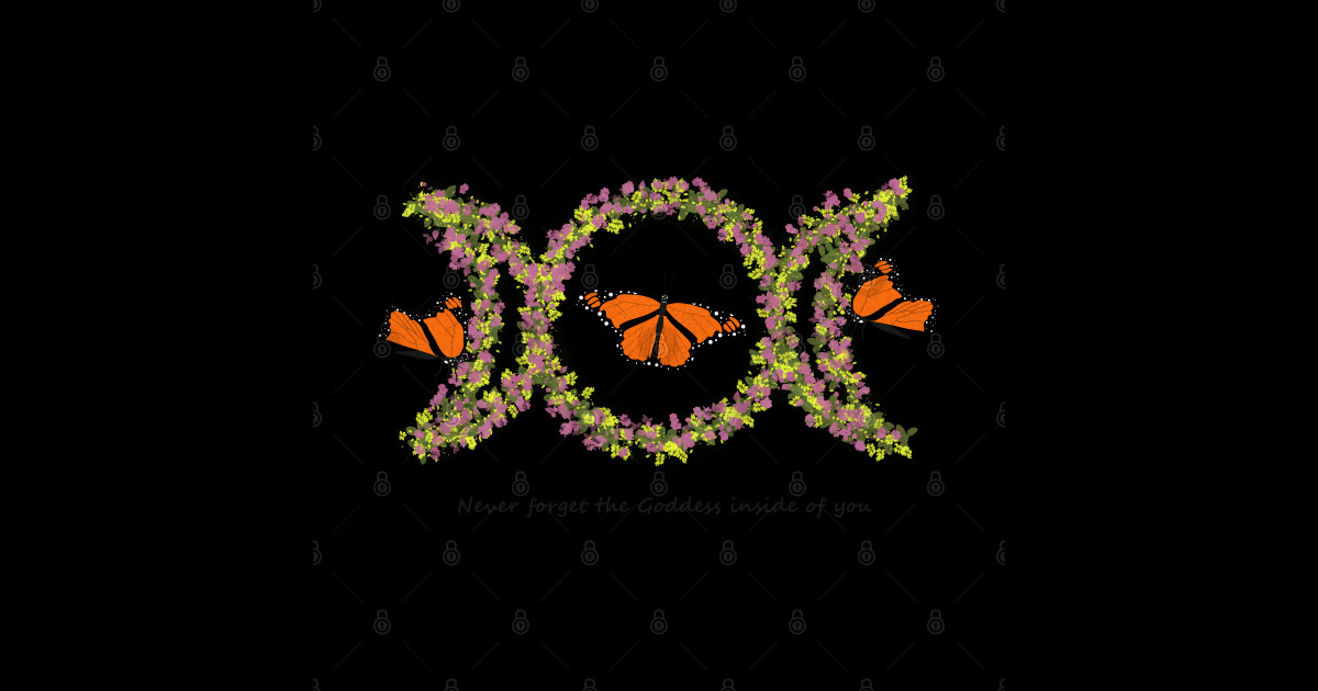 Triple Moon Goddess Flowers Butterflies - Triple Moon Goddess - Sticker ...