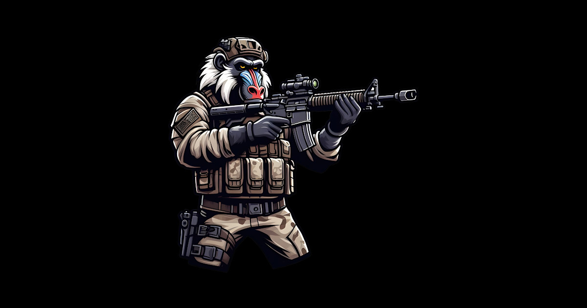 Tactical Monkey - Monkey - Sticker | TeePublic