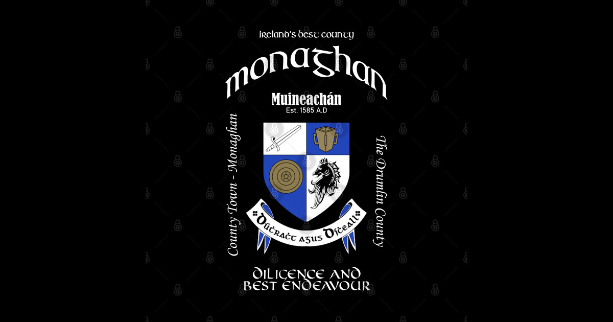 Monaghan Ireland Crest County Town and Irish Translation - Monaghan ...
