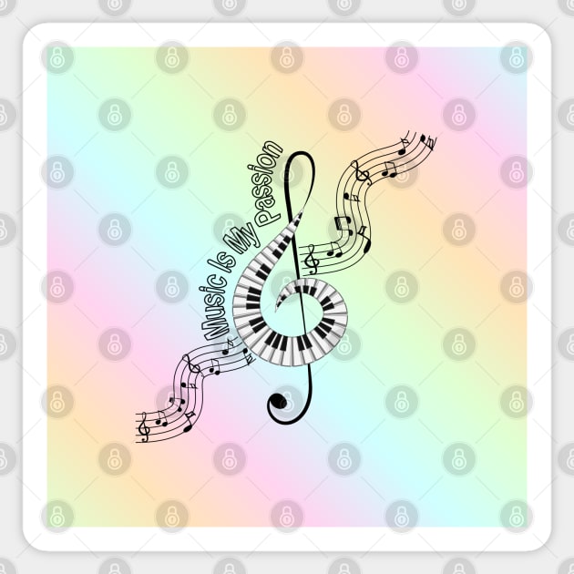 Treble Clef Piano - Musical Notes - Treble Clef Piano - Sticker | TeePublic