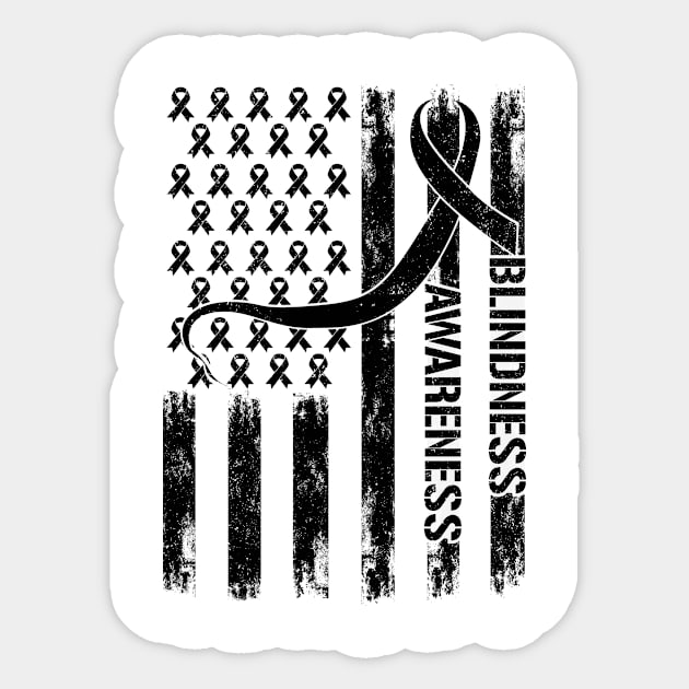 Blindness Awareness Month American Flag Ribbon - Blindness Awareness ...