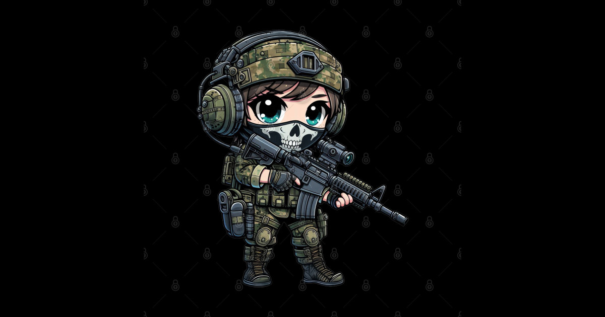 Tactical Chibi Girl - Chibi - Sticker | TeePublic