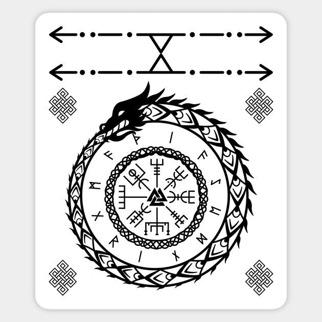Viking World Serpent with Runes and Pagan Symbols - Viking - Sticker ...