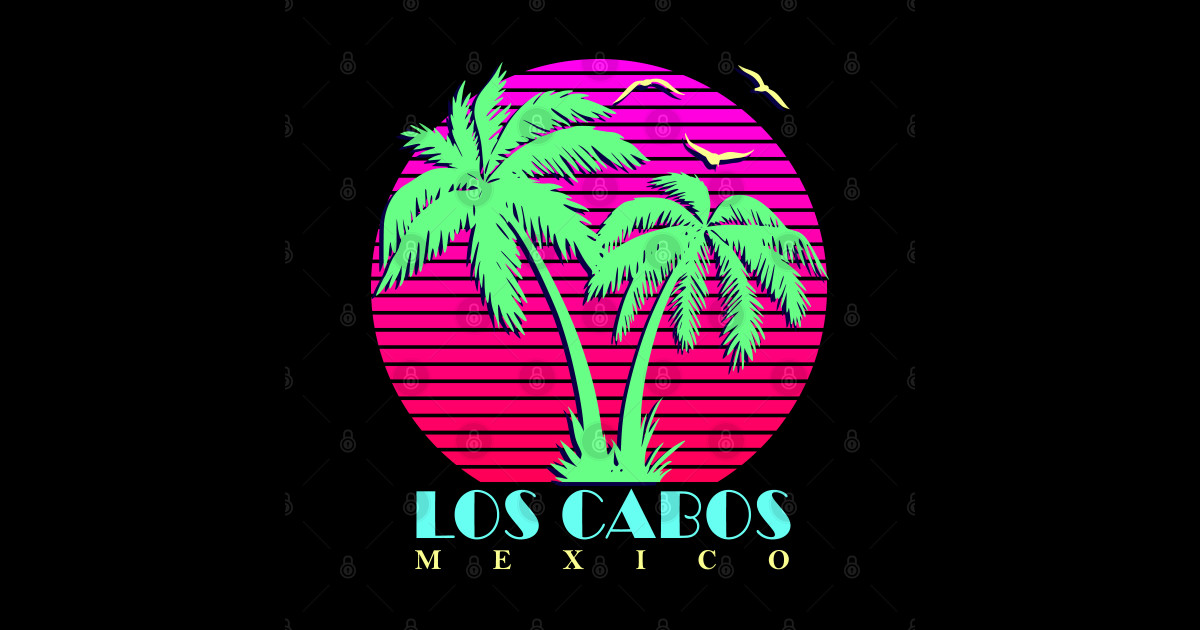 Los Cabos Mexico Palm Trees Sunset - Los Cabos - Sticker | TeePublic