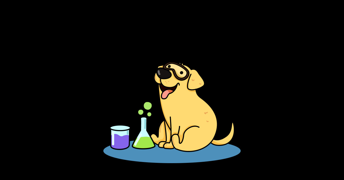 Chemistry Lab Funny Labrador Dog Pun - Dog Puns - Sticker | TeePublic