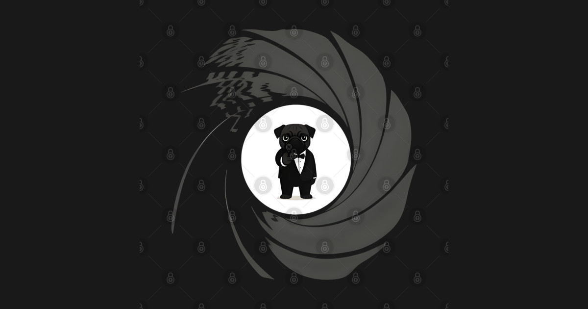 Secret Agent Pug - Spy Dog in Tuxedo - Pug - T-Shirt | TeePublic