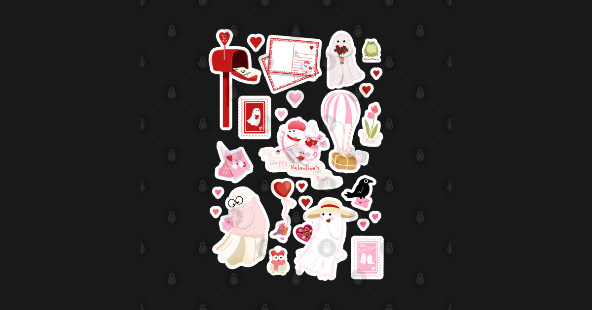 Valentines Ghosts & Friends - Cute - T-Shirt | TeePublic