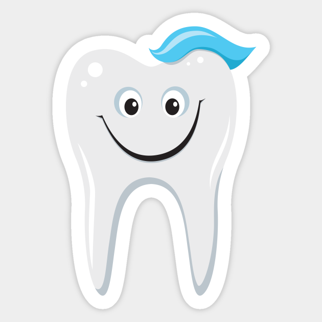 Happy tooth with toothpaste - Tooth - Sticker | TeePublic