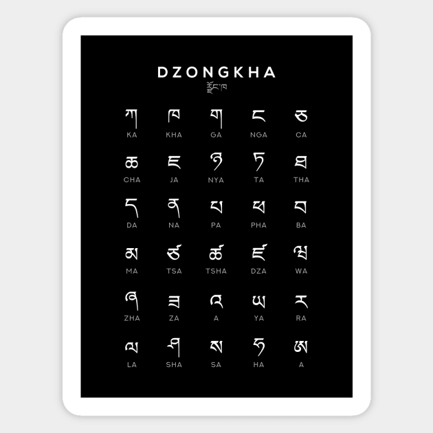 Dzongkha Alphabet Language Learning Chart, Black - Dzongkha - Sticker ...