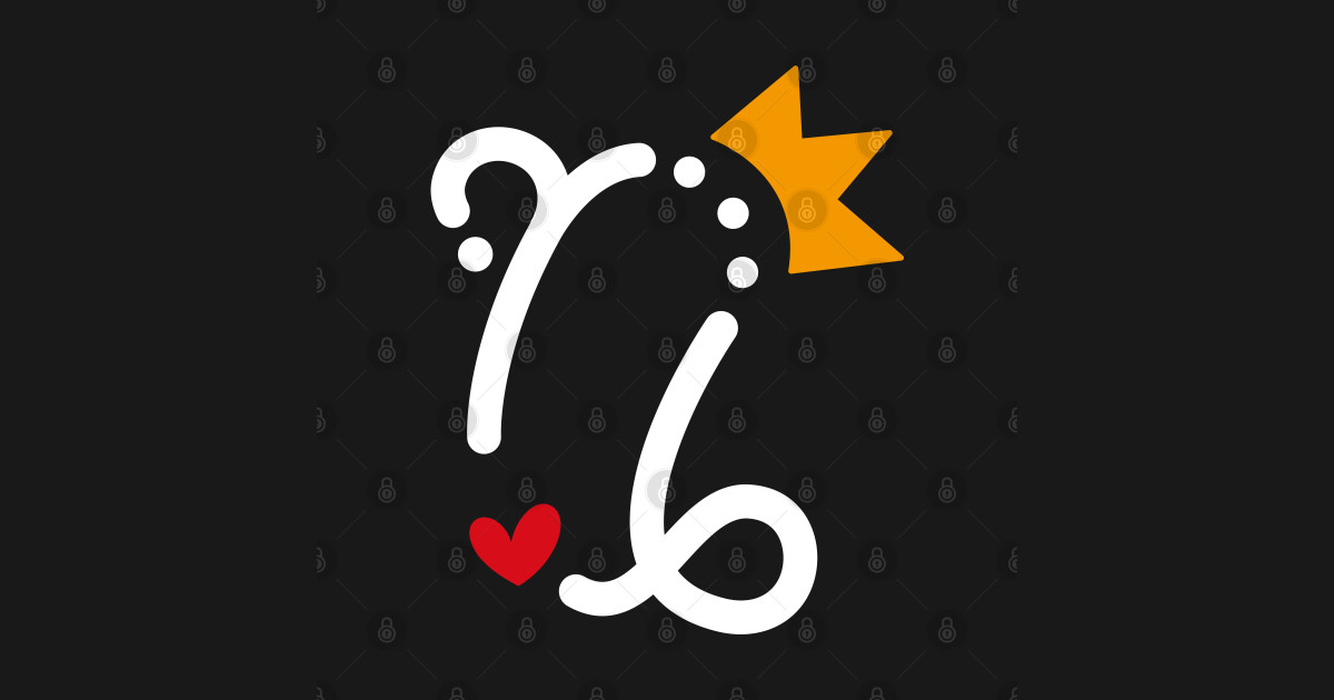 Capricorn : crown and heart symbol - Zodiac - T-Shirt | TeePublic