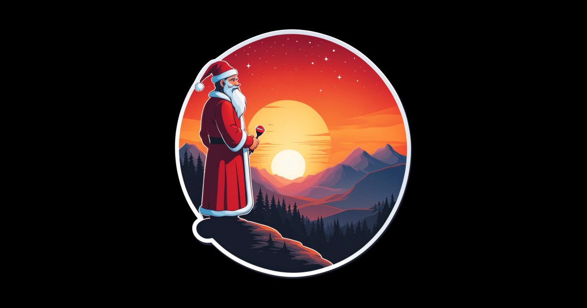 Santa sunset - Gift Christmas - Sticker | TeePublic