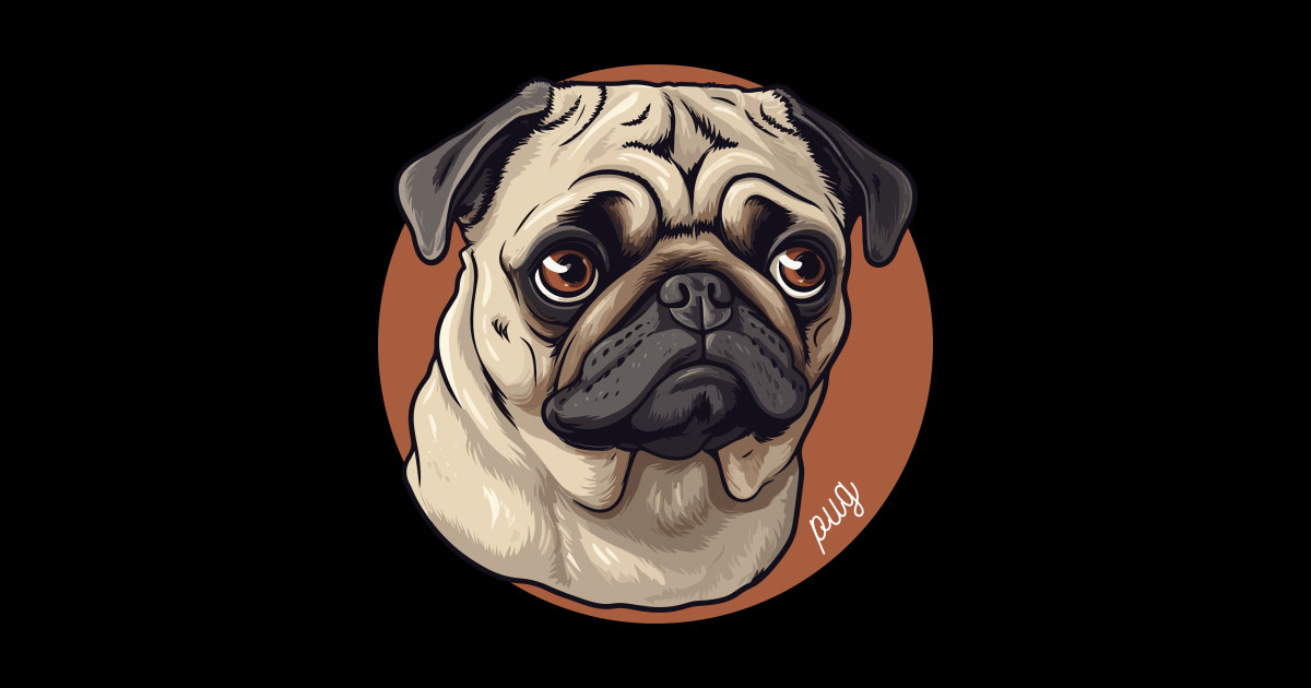 Pug Dog Breed Cursive Graphic - Pug Dog - Sticker | TeePublic