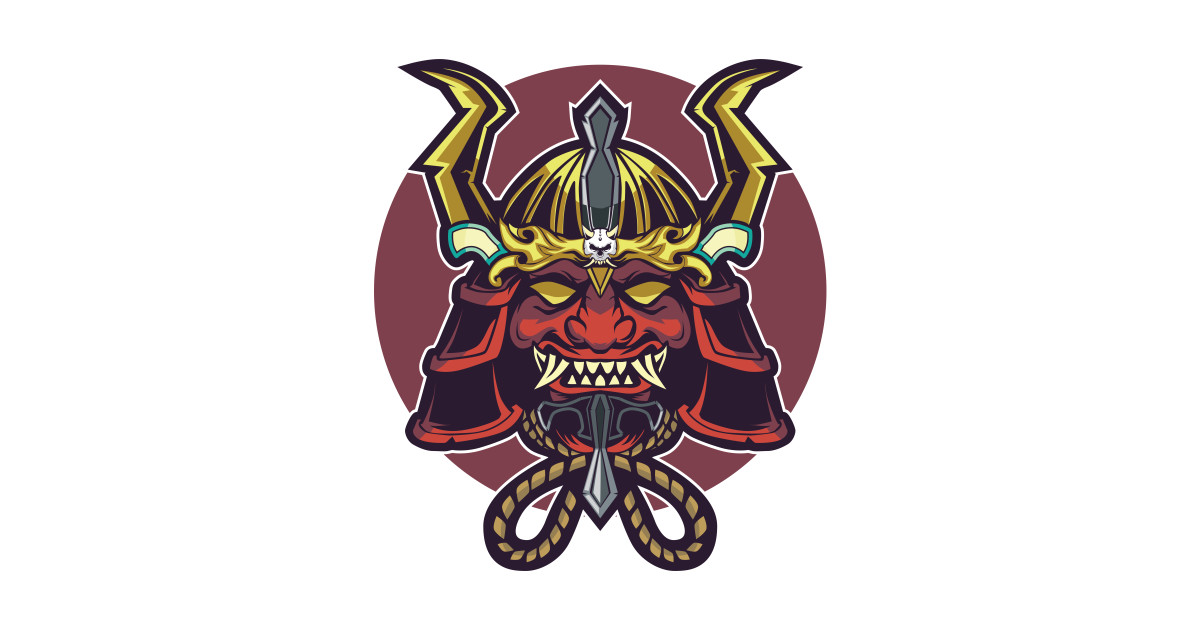 SAMURAI MASK ILLUSTRATION COLORFUL - Samurai Mask - T-Shirt | TeePublic