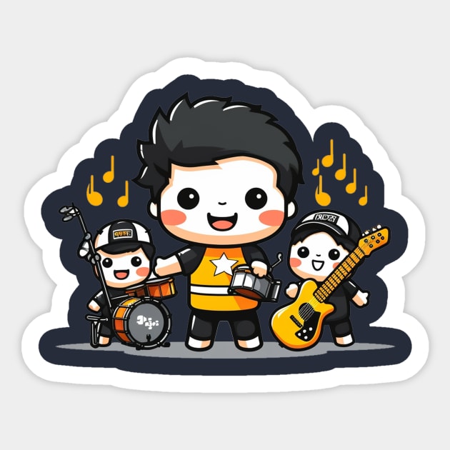 Chibi Boy Playing Electric Guitar - Music Instrument - Sticker | TeePublic
