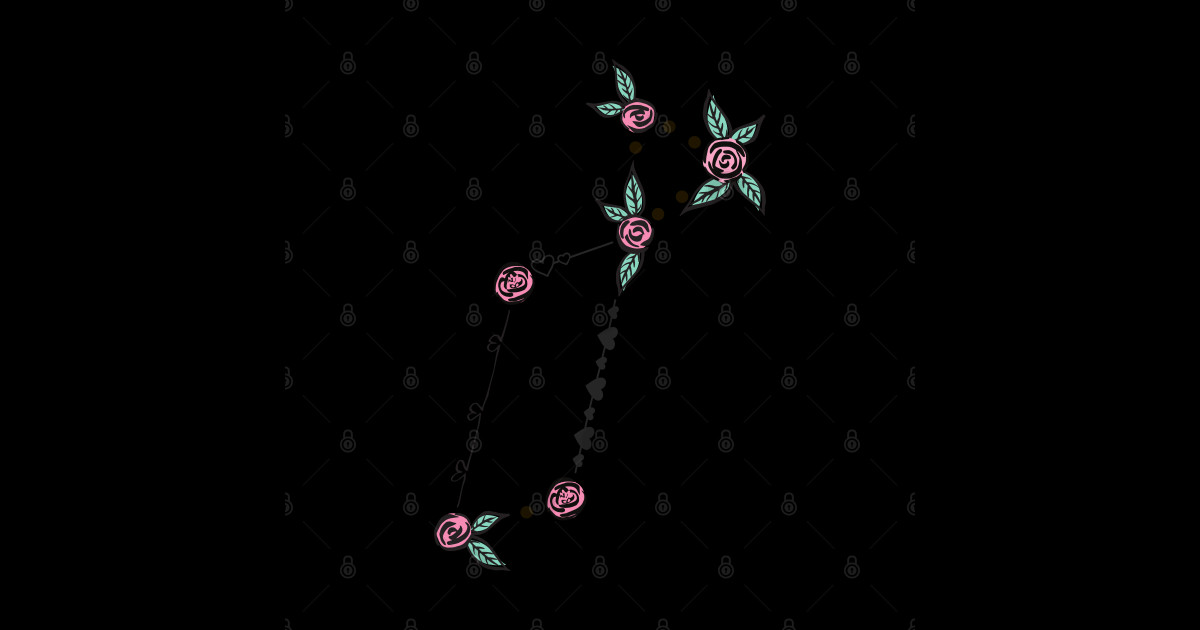 Lyra (Lyre) Constellation Roses and Hearts Doodle - Lyra - Sticker ...