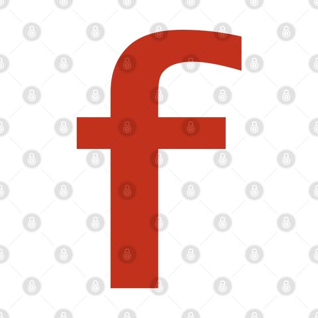 Letter f in Red Text Minimal Typography - Red - T-Shirt | TeePublic