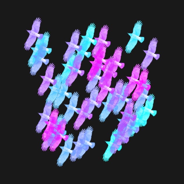 Murder of Crows in Cyan to Magenta Gradient - Murder Of Crows - T-Shirt ...