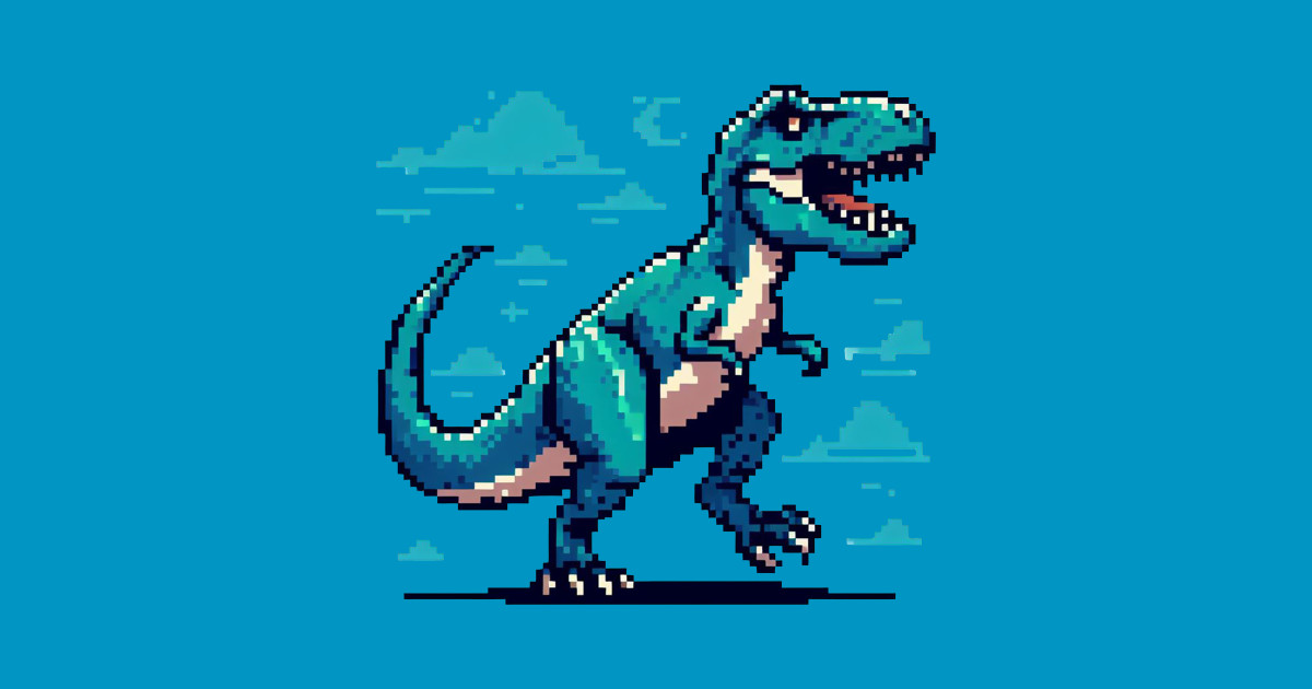 Blue T rex Pixel - T Rex - T-Shirt | TeePublic