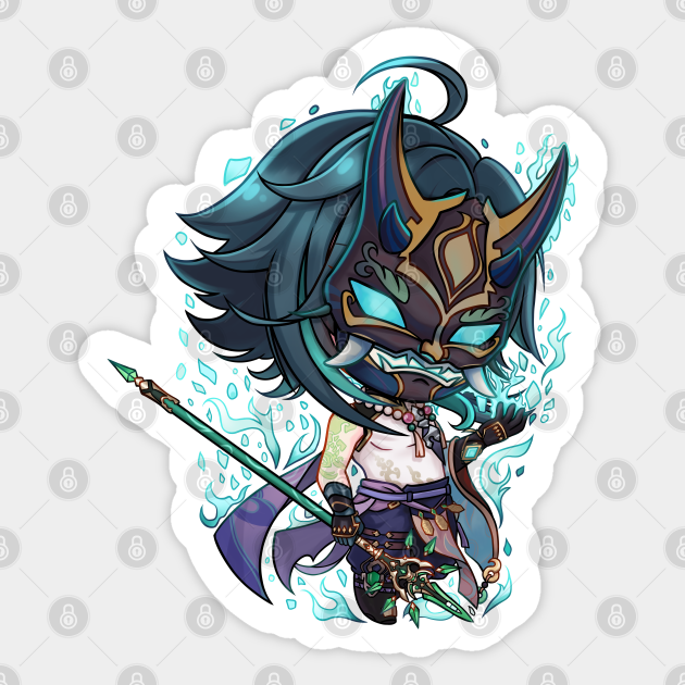 The Vigilant Yaksha with Mask - Xiao Genshin Impact - Sticker | TeePublic