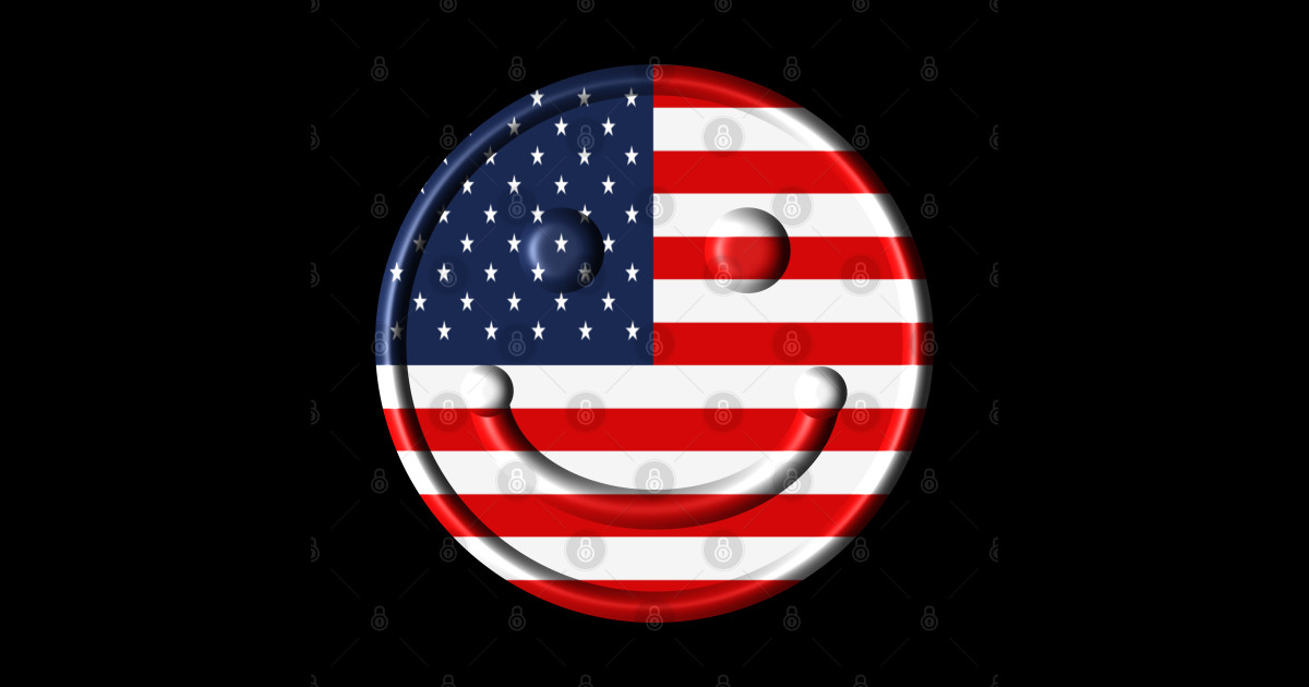 Smiley US Flag T-Shirt - Smiley Emoji - Sticker | TeePublic