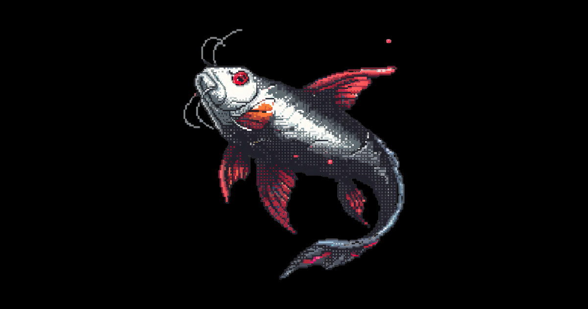 Catfish in Pixel Form - Catfish - Sticker | TeePublic
