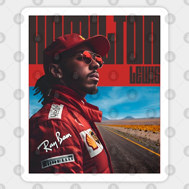 Lewis Hamilton @ Ferrari - Lewis Hamilton 44 - Sticker | TeePublic
