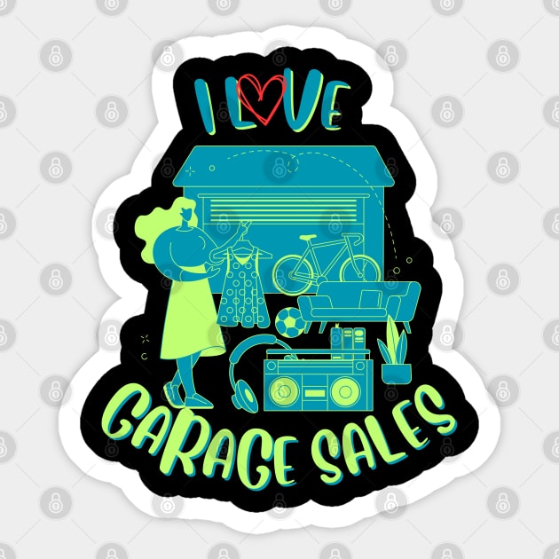 Neon Garage Sales - Thrifting - Sticker | TeePublic