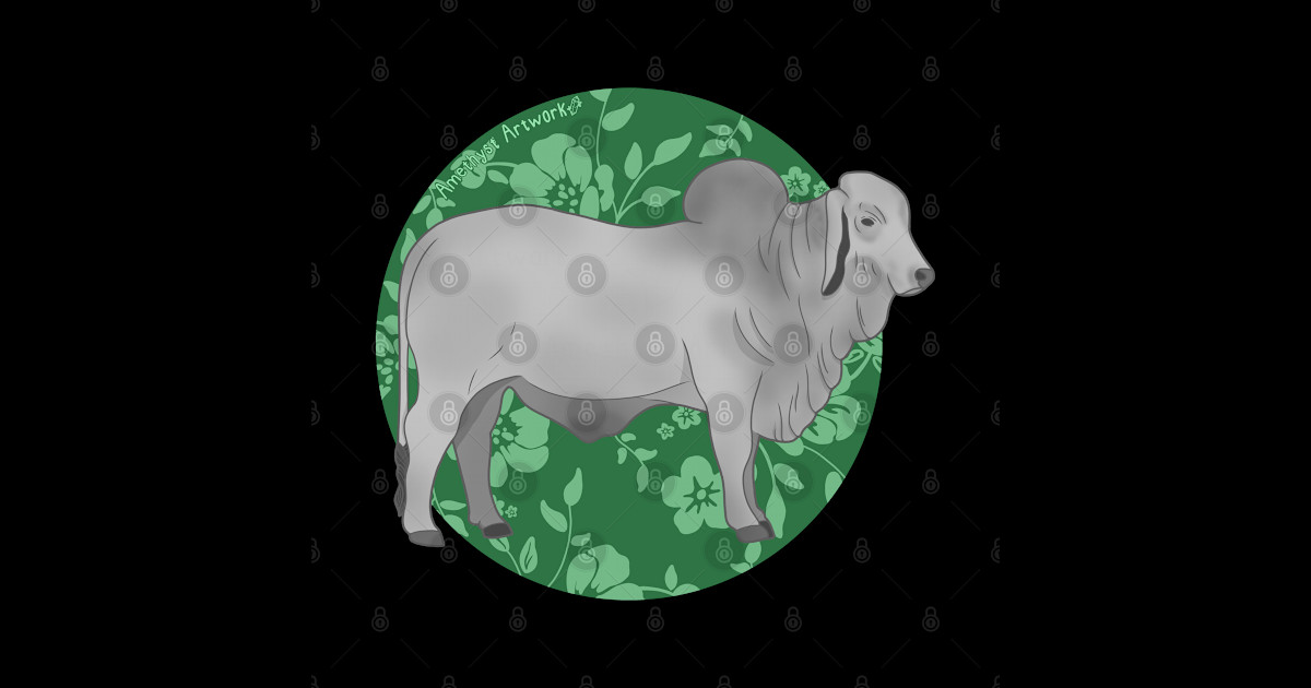 Brahman Bull with Green Floral Pattern - Brahman - Sticker | TeePublic