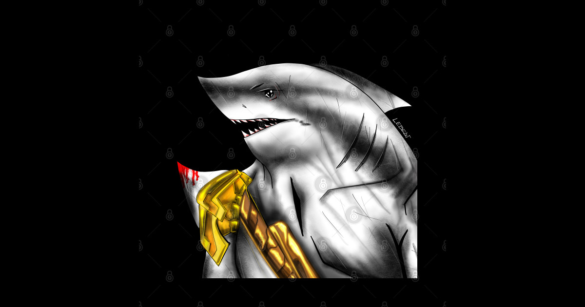 shark knight in gold armor ecopop wallpaper in the ocean - Shark ...