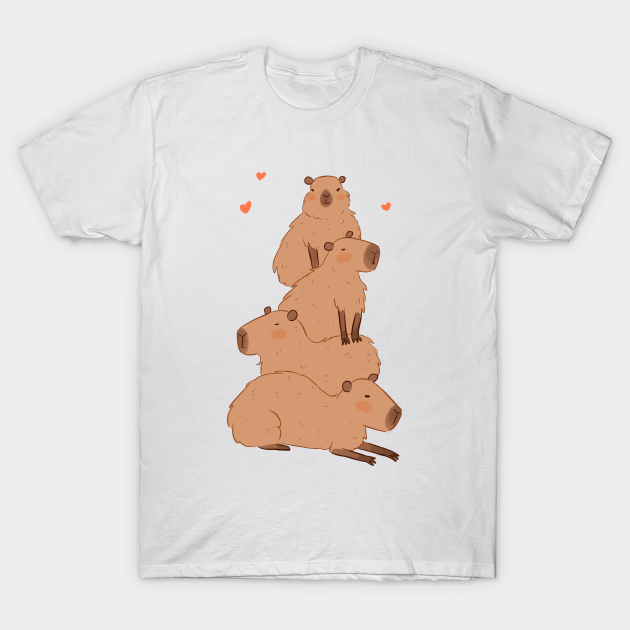 Capybara pile - a cute stack of Capybaras - Capybara Art - T-Shirt ...