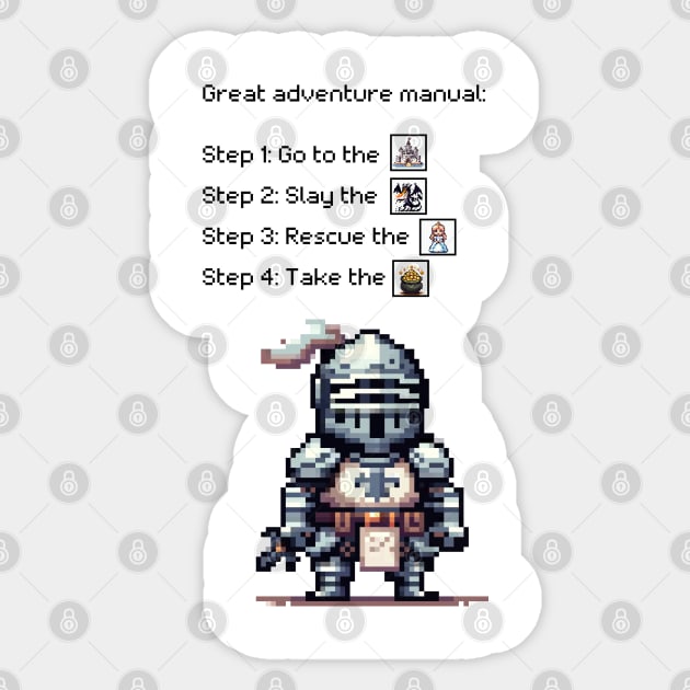 Adventure Manual PIxel Art - Knight - Sticker | TeePublic