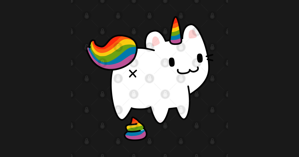 Caticorn Rainbow Flag Gay Pride & Poop Gay design - Gay Pride - T-Shirt ...