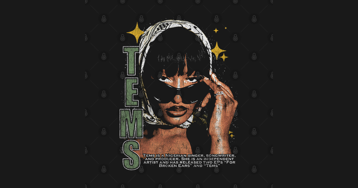 Tems Portrait Vintage - Tems - T-Shirt | TeePublic