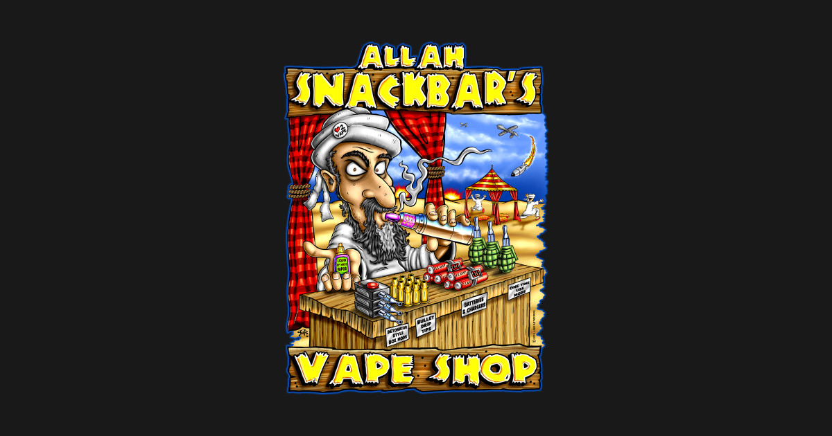 Allah Snackbar's Vape Shop - Funny - T-Shirt | TeePublic