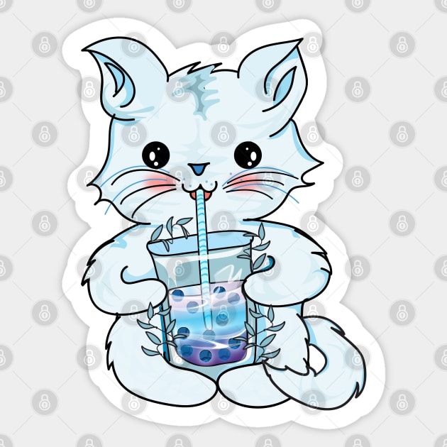 Cat boba tea l cat drinking bubble tea - Boba Tea - Sticker | TeePublic