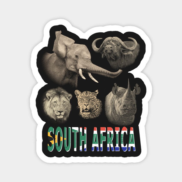South Africa Big Five Africa Safari - South Africa - Magnet | TeePublic