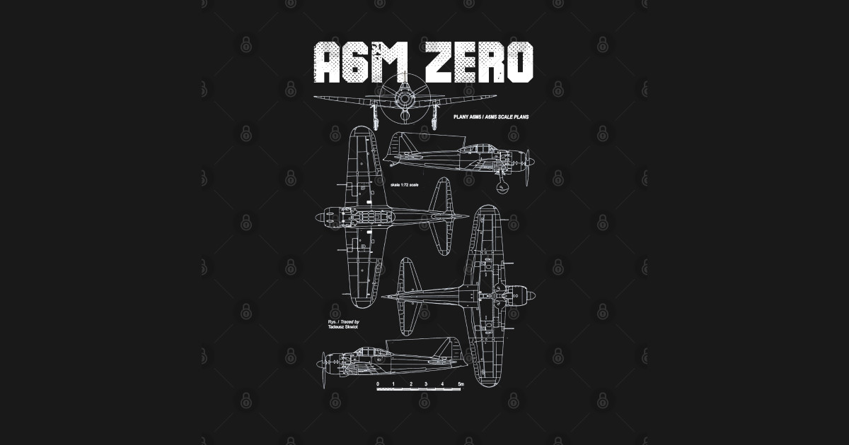 A6M Zero | World War 2 Japanese Plane Blueprint - A6m Zero - T-Shirt ...